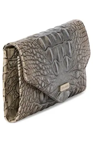 Brahmin Veronica Melbourne Croc Embossed Leather Wallet - Fossilized