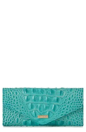 Brahmin Brahmin Veronica Melbourne Croc Embossed Leather Wallet Mermaid Green