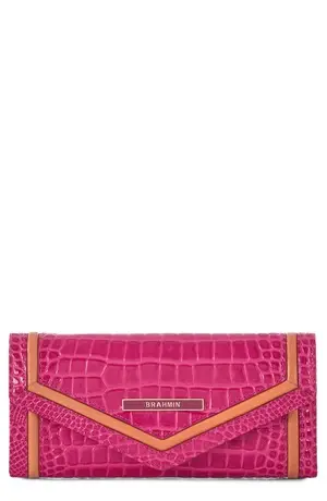 Brahmin Brahmin Veronica Melbourne Croc Embossed Leather Wallet Paradise Pink