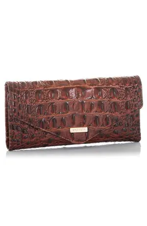 Brahmin Veronica Melbourne Croc Embossed Leather Wallet - Pecan