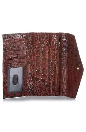 Brahmin Veronica Melbourne Croc Embossed Leather Wallet - Pecan