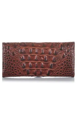 Brahmin Veronica Melbourne Croc Embossed Leather Wallet - Pecan