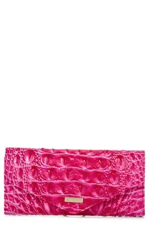 Brahmin Brahmin Veronica Melbourne Croc Embossed Leather Wallet Pink Cosmo