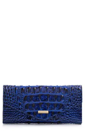 Brahmin Brahmin Veronica Melbourne Croc Embossed Leather Wallet Sapphire