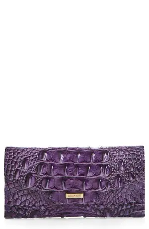 Brahmin Brahmin Veronica Melbourne Croc Embossed Leather Wallet Ultraviolet