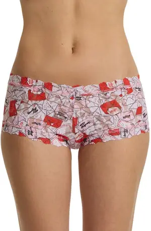 Hanky Panky Print Boyshorts - With Love White