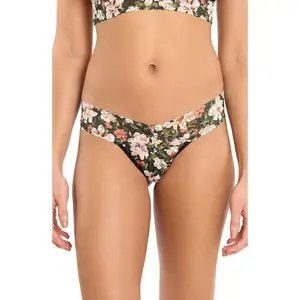 Hanky Panky Print Low Rise Thong - Dark Room Blooms
