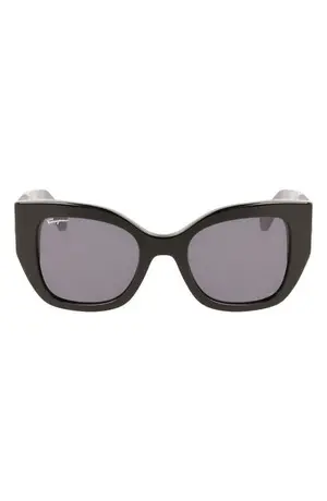 FERRAGAMO Gancini 51mm Modified Rectangular Sunglasses - Black