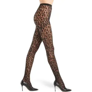 Wolford Josey Leopard Pattern Tights - Black/black