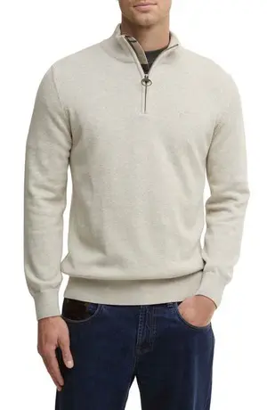 Barbour Cotton Half Zip Sweater - Neutral