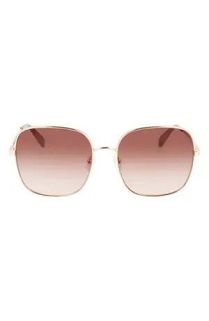 Longchamp Longchamp 59mm Monogram Square Sunglasses Gold/ Gradient Burgundy