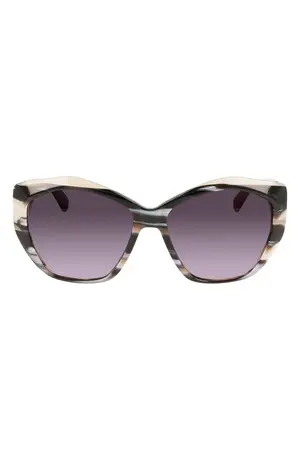 Longchamp 57mm Roseau Tea Cup Sunglasses - Black Horn