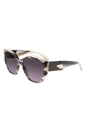Longchamp 57mm Roseau Tea Cup Sunglasses - Black Horn