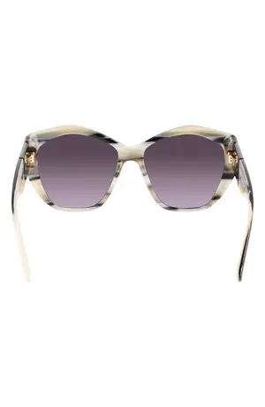 Longchamp 57mm Roseau Tea Cup Sunglasses - Black Horn