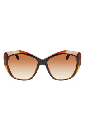 Longchamp 57mm Roseau Tea Cup Sunglasses - Black/havana Honey
