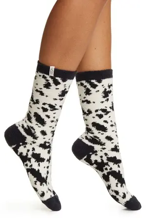 UGG Leslie Crew Socks Black / White Gazella