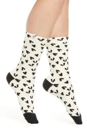 UGG Leslie Crew Socks Cream Hearts