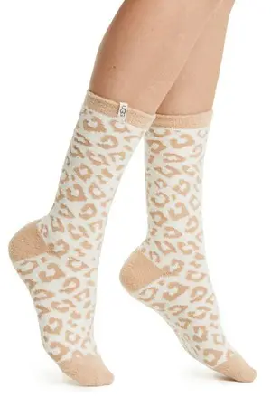 UGG Leslie Crew Socks - Natural Leopard