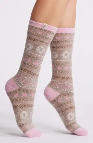 UGG Leslie Crew Socks Putty Fairisle