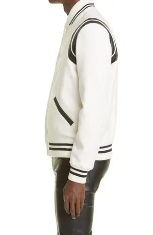 Saint Laurent Teddy Stretch Wool Varsity Jacket