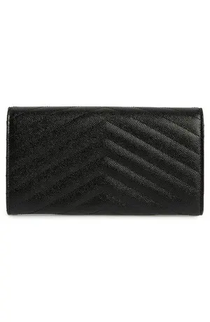 Saint Laurent Monogram Quilted Leather Wallet - Noir