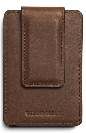 Shinola Money Clip Card Case - Medium Brown