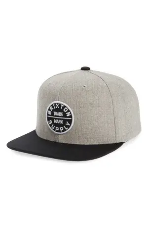 Brixton Brixton Oath III Snapback Baseball Cap Light Heather Grey/black