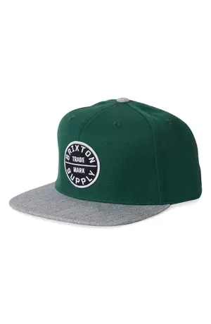 Brixton Brixton Oath III Snapback Baseball Cap Pine Needle/dark Heather Grey