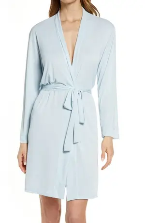Natori Enchant Charmeuse Robe Frosted Blue