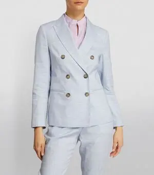 Peserico Linen-wool Double-breasted Blazer