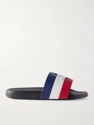 Moncler Basile Logo-embossed Striped Rubber Slides - Black