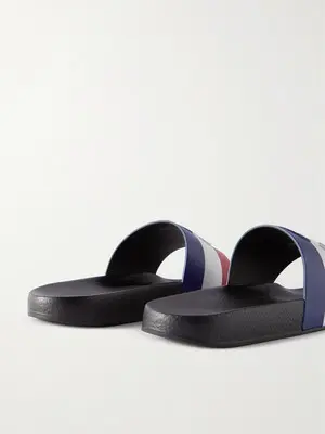 Moncler Basile Logo-embossed Striped Rubber Slides - Black