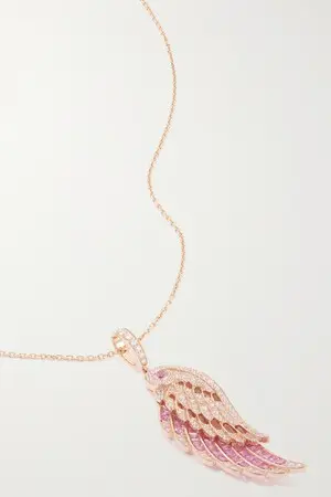 GARRARD Wings Embrace Rose Sapphire And Diamond Necklace - Pink