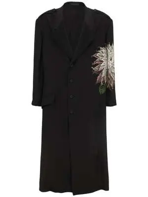 Yohji Yamamoto Dahlia Print Silk Long Coat