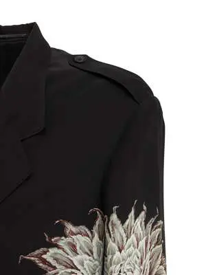 Yohji Yamamoto Dahlia Print Silk Long Coat