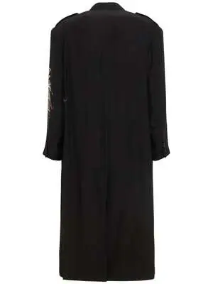 Yohji Yamamoto Dahlia Print Silk Long Coat