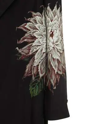 Yohji Yamamoto Dahlia Print Silk Long Coat