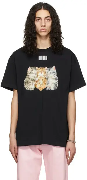 Vtmnts Kayomi Harai Edition Cute Cat T-Shirt In Black - 27% Off