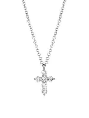 Saks Fifth Avenue Collection Women's 14K White Gold & 0.25 TCW Diamond Cross Necklace - White Gold - White Gold