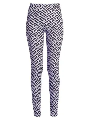Versace Women's Greca Signature Leggings - Parade Red Fuxia  - Black Royal