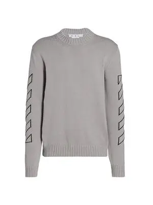 Off-White Men's Diag Knit Crewneck Sweater - Medium Grey  Medium Grey