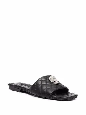 Philipp Plein Crystal-skull Flat Sandals - Black