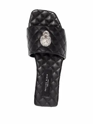 Philipp Plein Crystal-skull Flat Sandals - Black