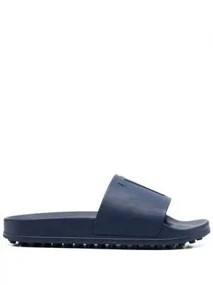 TOD'S Logo-embossed Flat Slides - Blue
