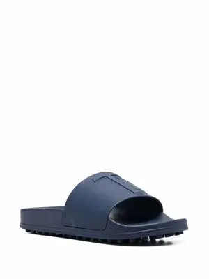 TOD'S Logo-embossed Flat Slides - Blue