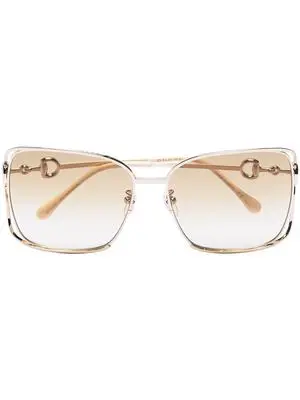 Gucci Horsebit Oversize-frame Sunglasses - Gold