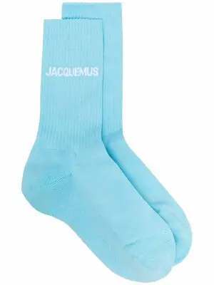 Jacquemus Logo-print Ribbed Socks - Blue