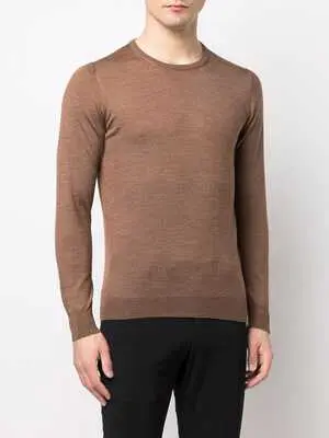 BARBA NAPOLI Fine-knit Crew-neck Jumper - Brown