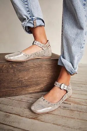 Free People Mystic Mary Jane Flats Gold