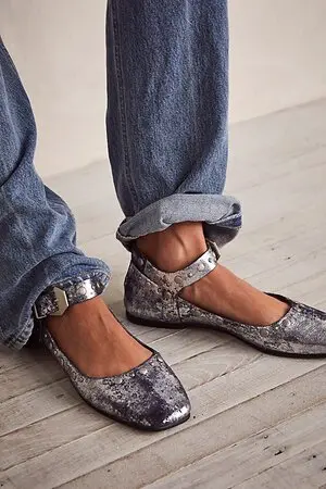 Free People Mystic Mary Jane Flats Metallic